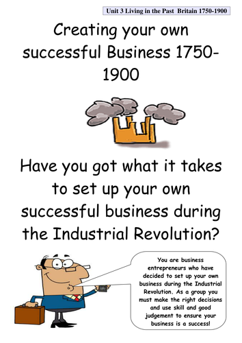 Creating your own business during the Industrial Revolution | Teaching ...