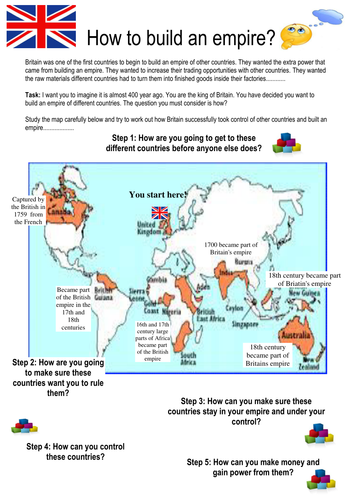 How did Britain build an empire Thinking skills activity | Teaching ...