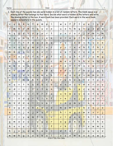 Transportation-Vehicles Alphabet Soup Worksheet | Teaching Resources