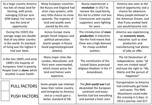USA: Immigration to America in the 1920's (2 x lessons: Causes and ...