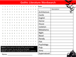 Gothic Literature Wordsearch English Language Starter Activity Homework ...