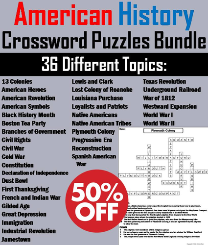 American History Crossword Puzzles | Teaching Resources