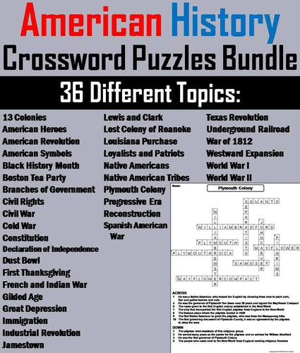 Social Studies Crossword Puzzles Bundle: Ancient, World and American ...