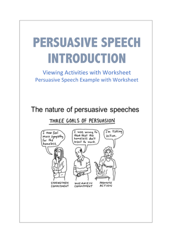 Persuasive Speaking Introduction Listening / Reading Activities and ...