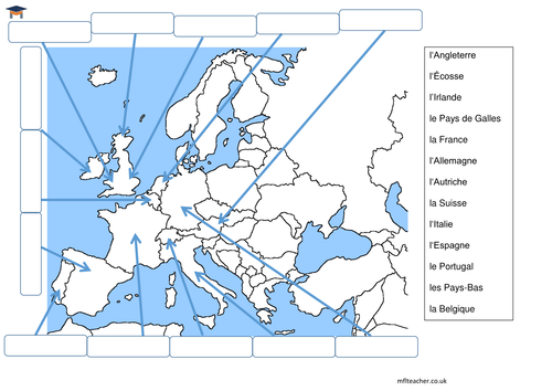 French - Label the countries in Europe | Teaching Resources