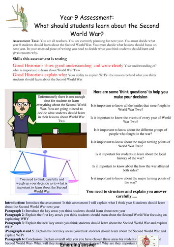 Year 9 Assessment Causes of World War Two | Teaching Resources