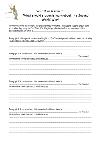Year 9 Assessment Causes of World War Two | Teaching Resources
