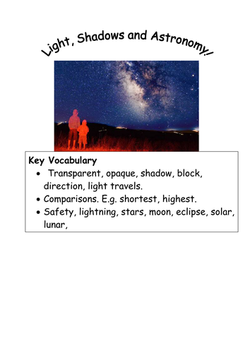 Science- Lower Key Stage 2- Light and Astronomy Pack. | Teaching Resources