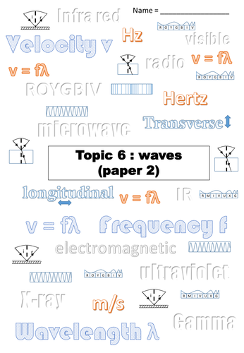 AQA physics GCSE revision booklet waves topic 6 | Teaching Resources