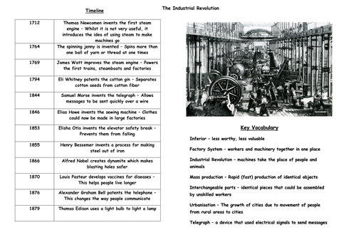 Industrial Revolution Knowledge Organiser KS2 | Teaching Resources