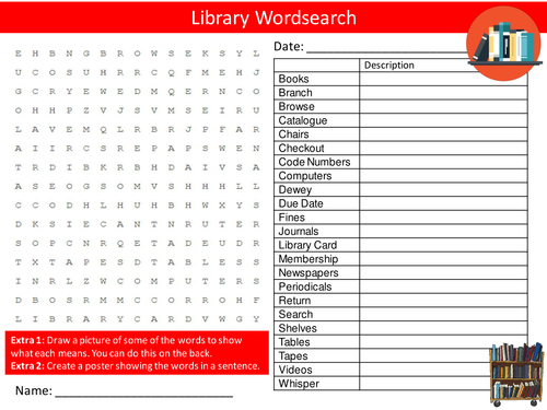 The Library Wordsearch English Literature Literacy Starter Activity ...