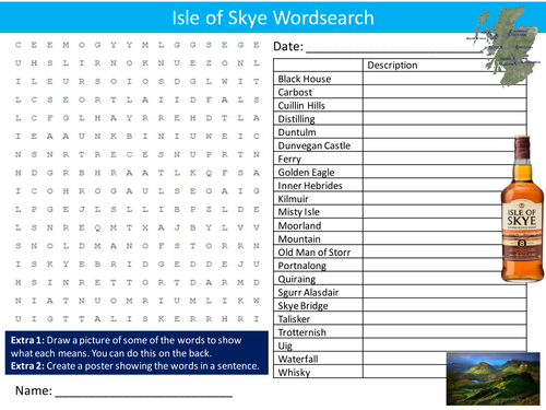 The Isle of Skye Wordsearch Geography Literacy Starter Activity ...