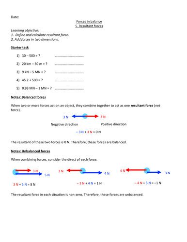 Forces in motion: Resultant forces, adding force vectors | Teaching ...