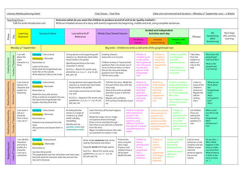 Year 1 Autumn 1st Half 2017 English Plans | Teaching Resources
