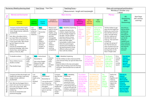 Year 1 Autumn 1st Half 2017 Maths Planning | Teaching Resources