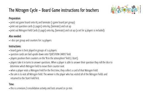 Nitrogen Cycle - Board game (KS4) | Teaching Resources