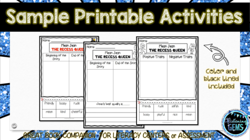 The Recess Queen Character Trait Sorts | Teaching Resources