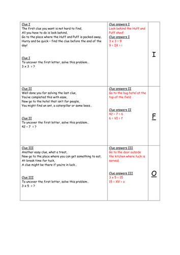 Year 5/6 Roman Numerals - Treasure Hunt | Teaching Resources