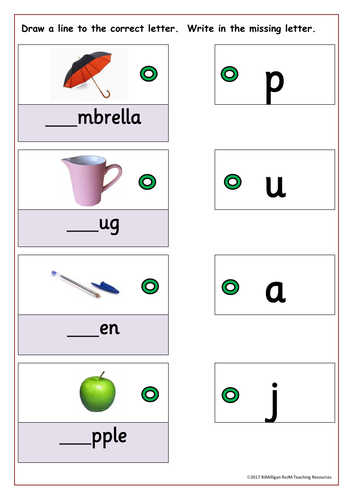 Alphabet Match and Write Initial Uppercase and Lowercase letters to ...