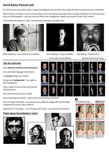 David Bailey portrait photography task | Teaching Resources