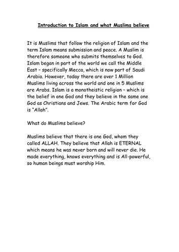 Introduction to the religion of Islam | Teaching Resources
