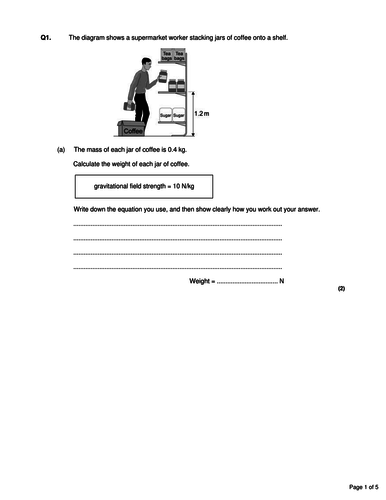 Work Done - NEW GCSE AQA PHYSICS SPEC | Teaching Resources