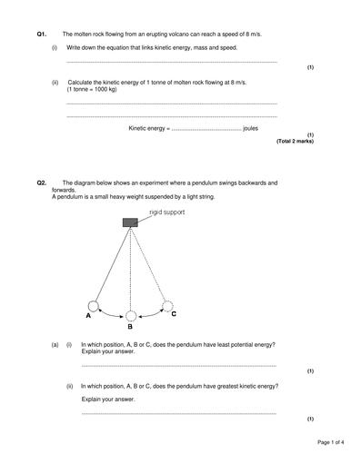 Kinetic and Gravitational Potential Energy - NEW AQA GCSE Spec ...