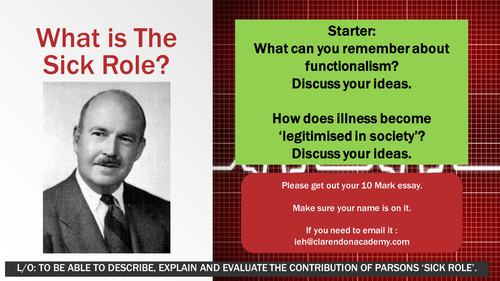 The Sick Role - Health Sociology | Teaching Resources
