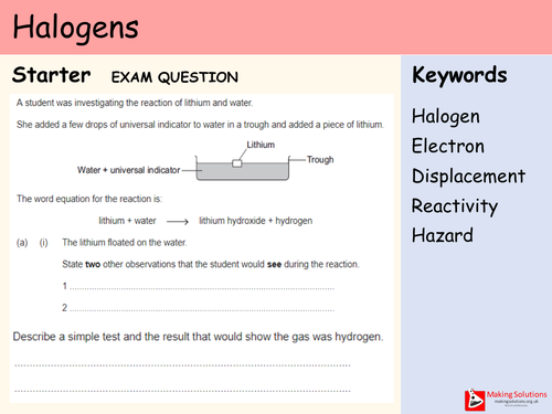 AQA Chapter 1 - Lesson 12 - Halogens | Teaching Resources AQA Chapter 1 - Lesson 12 - Halogens | Teaching Resources