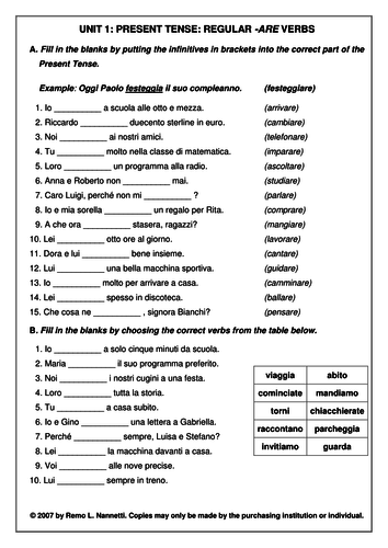 Italian Grammar Practice | Teaching Resources