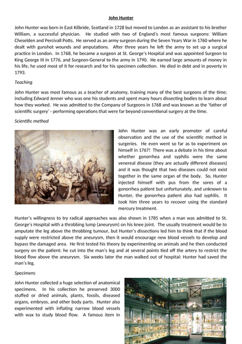 John Hunter: Father of Modern Surgery | Teaching Resources