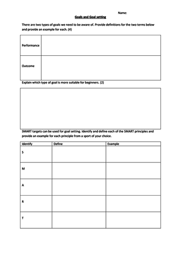 AQA GCSE PE (9-1) Goal Setting Lesson | Teaching Resources AQA GCSE PE (9-1) Goal Setting Lesson | Teaching Resources
