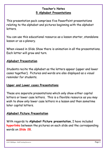 Alphabet: Presentations, Capital/lower case letters, Interactive ...