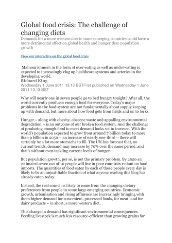 New AQA (9-1) GCSE Biology Ecology: Factors Affecting Food Security (4 ...