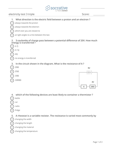 AQA physics GCSE 9-1 exam style multiple choice revision questions for ...