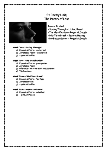 Themed Unit - Poetry of Loss | Teaching Resources