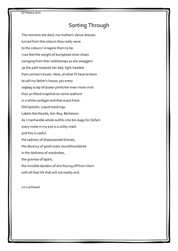 Themed Unit - Poetry of Loss | Teaching Resources