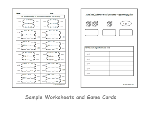 Using Patterns To Extend Addition And Subtraction Facts Teaching Resources