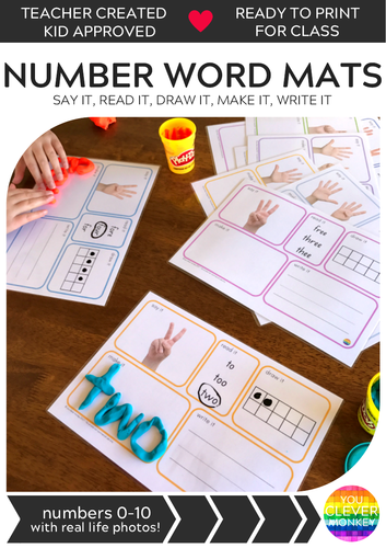 Number Word Mats 0-10 With Real Life Photos | Teaching Resources