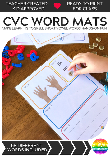 CVC Say It Read It Make It Write It Word Mats | Teaching Resources