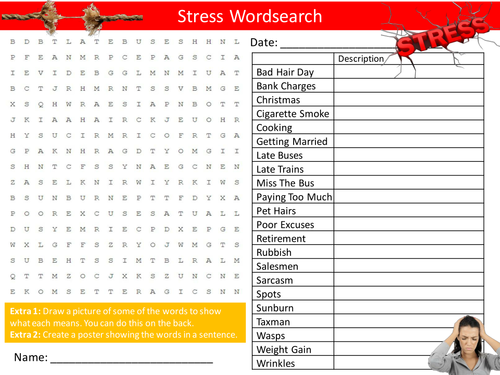 Stress Wordsearch PHSE Keeping Healthy Literacy Starter Activity ...