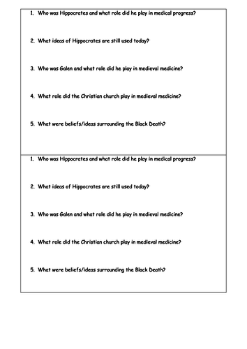 AQA 8145 - Health and the People: Medieval medicine - causes and cures ...