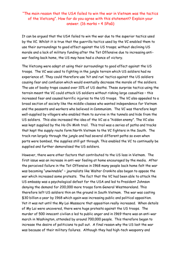 AQA 8145 Conflict and tension in Asia: Why did the US lose the Vietnam ...