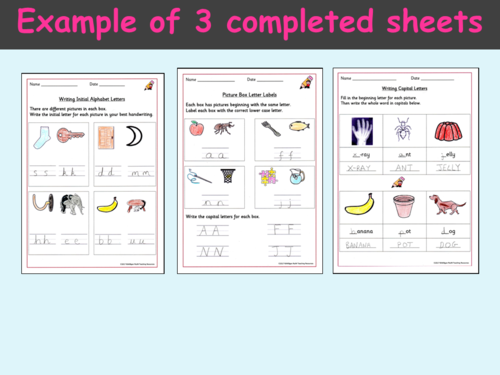 Alphabet Worksheets- Match Letters to Pictures Tasks, Handwriting, Gap ...