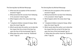 Reading tasks-The Dancing Bear by Michael Morpurgo | Teaching Resources
