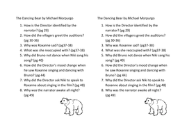 Reading tasks-The Dancing Bear by Michael Morpurgo | Teaching Resources