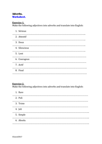 Adverbs in French - A Complete Guide. | Teaching Resources