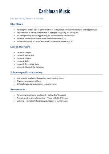 Caribbean Music | Teaching Resources