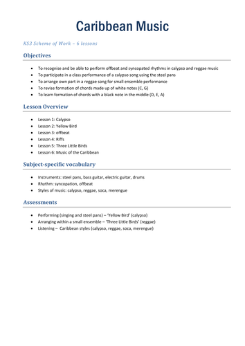 Caribbean Music | Teaching Resources