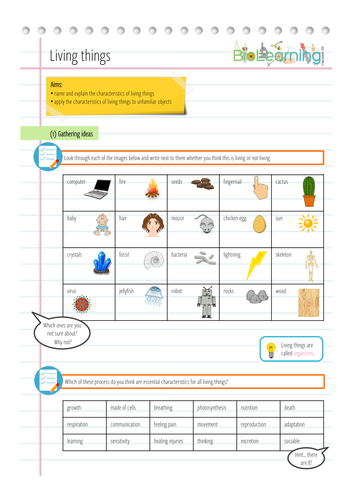 Mrs Gren - Living or non-living? - Worksheet (KS2/3) | Teaching Resources